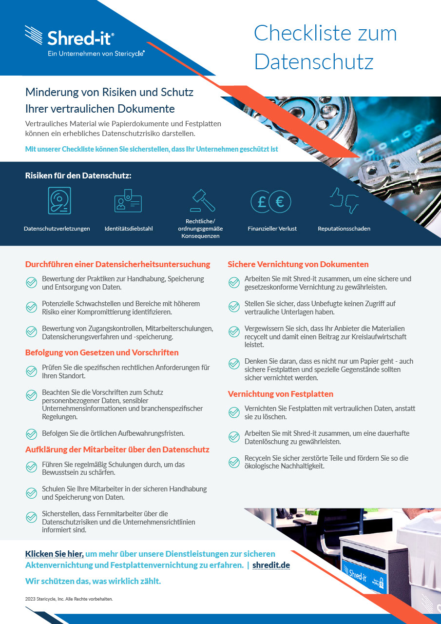 Checkliste für den Datenschutz - riskieren Sie nicht, einen möglichen Verstoß zu übersehen ...